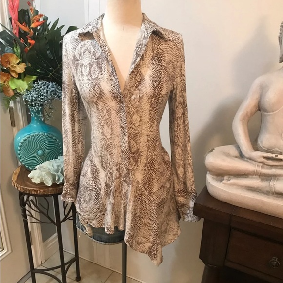 Zara | Tops | Zara Asymmetrical Snake Print Top | Poshmark